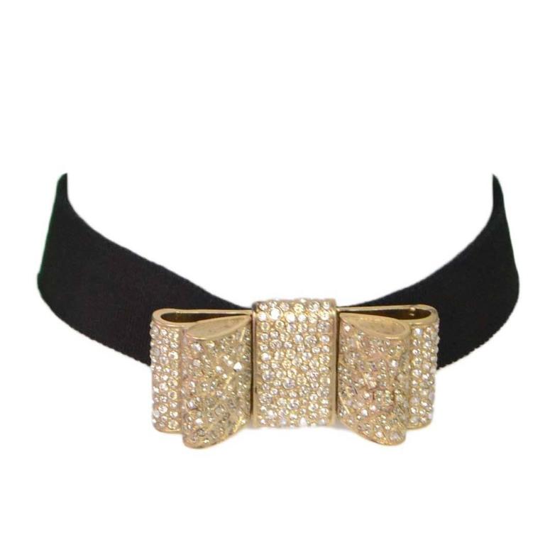 Chanel Crystal Bow Choker Necklace For Sale at 1stDibs