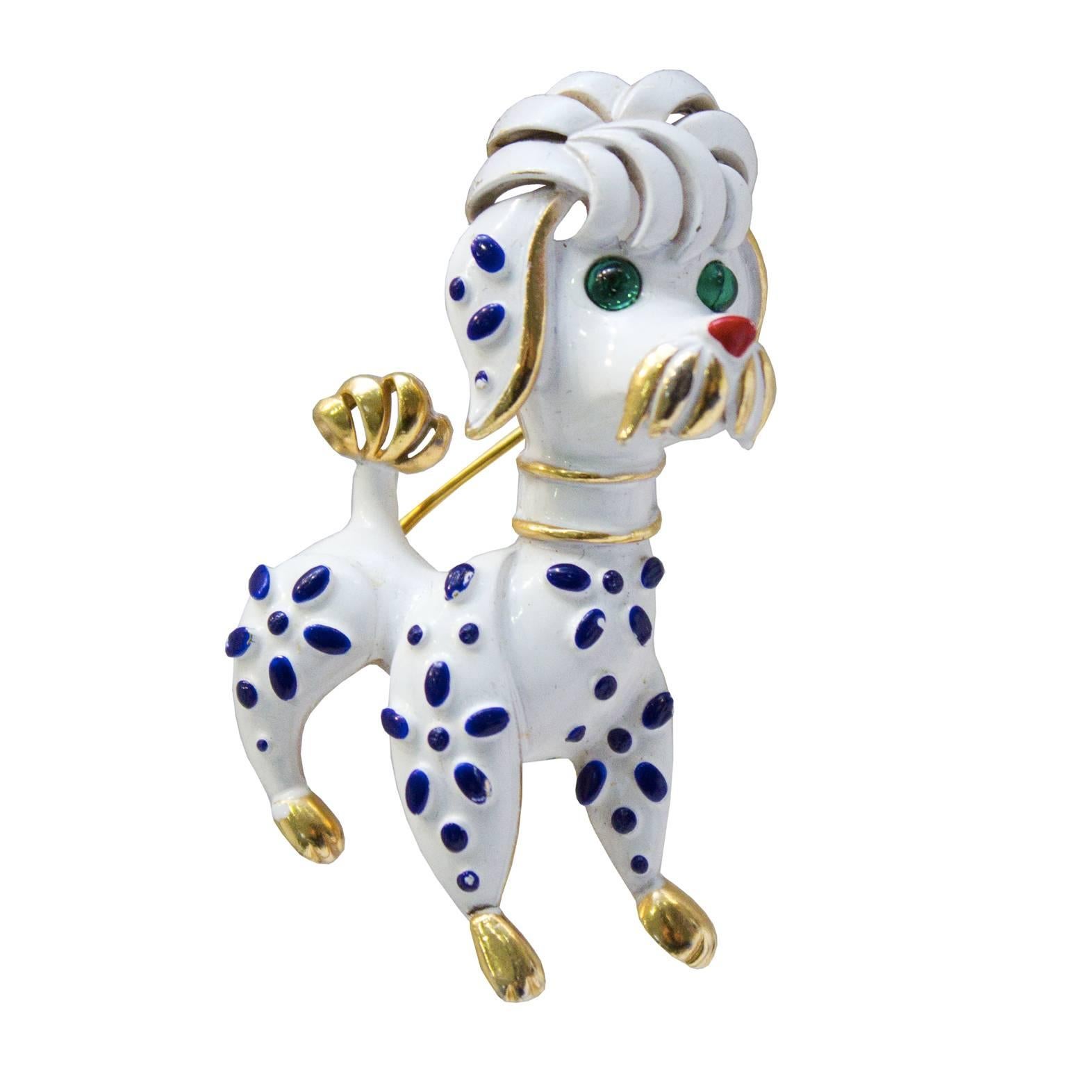 1950's Trifari Enamel Poodle Pin at 1stDibs