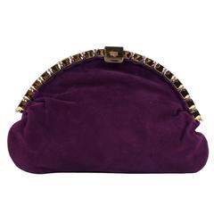 ANDREA PFISTER Vintage Purple Suede CLUTCH Handbag BAG w/ SHOULDER ...
