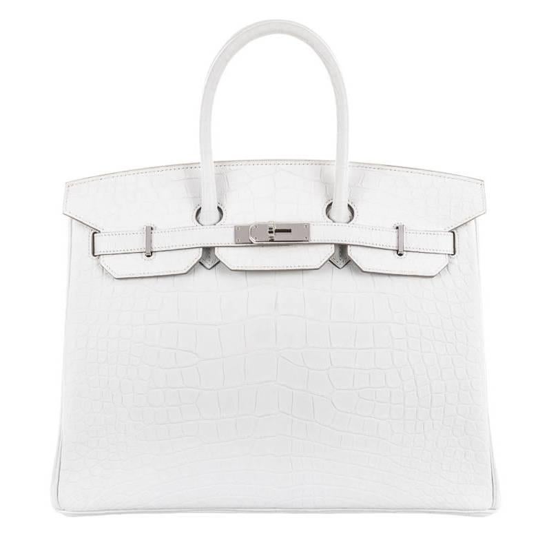 Hermes Birkin 35cm Nuage White Alligator Palladium Hardware JaneFinds ...