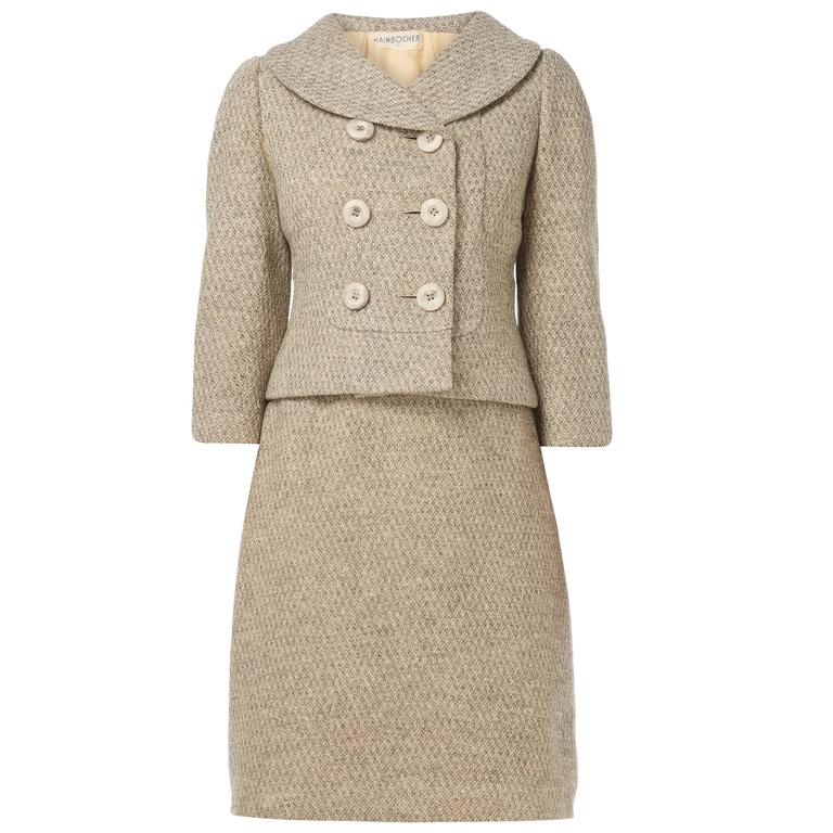 Mainbocher haute couture tweed skirt suit, circa 1960 For Sale at 1stDibs