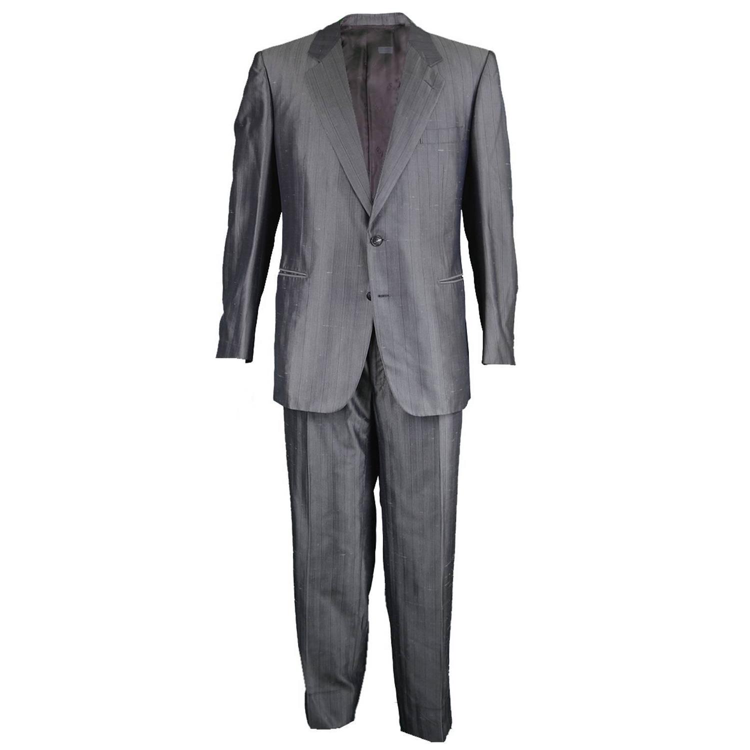 1980s Christian Dior Monsieur Mens Grey Silk 2pc Suit at 1stdibs
