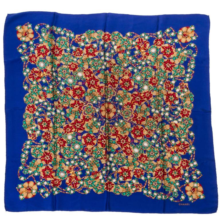 Chanel Silk Twill Jewel Scarf at 1stDibs
