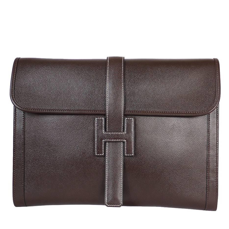 1980s Hermes Couchevel Oversized Jige GM Clutch Bag at 1stDibs