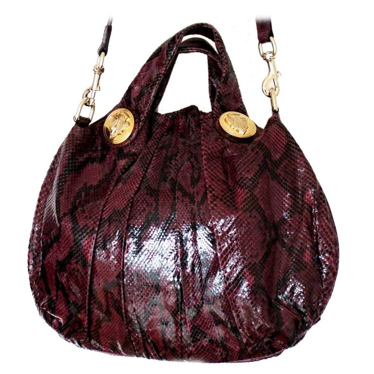 Gucci Purple Python Skin Handbag at 1stDibs