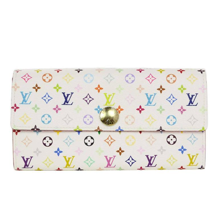 Louis Vuitton White Multicolore Sarah Snap Wallet GHW For Sale at 1stDibs