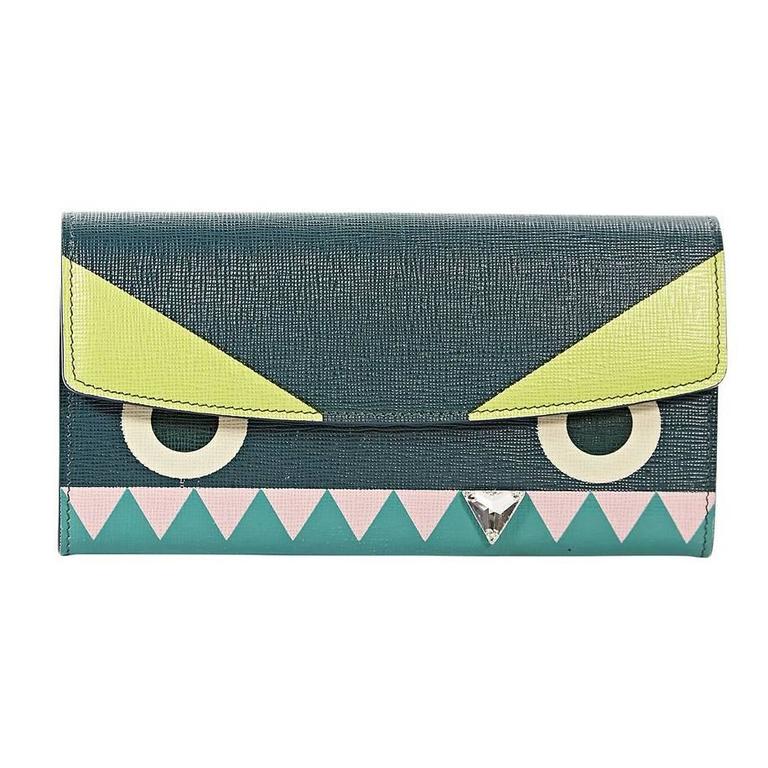 Fendi Monster Crystal Tooth Leather Wallet at 1stDibs