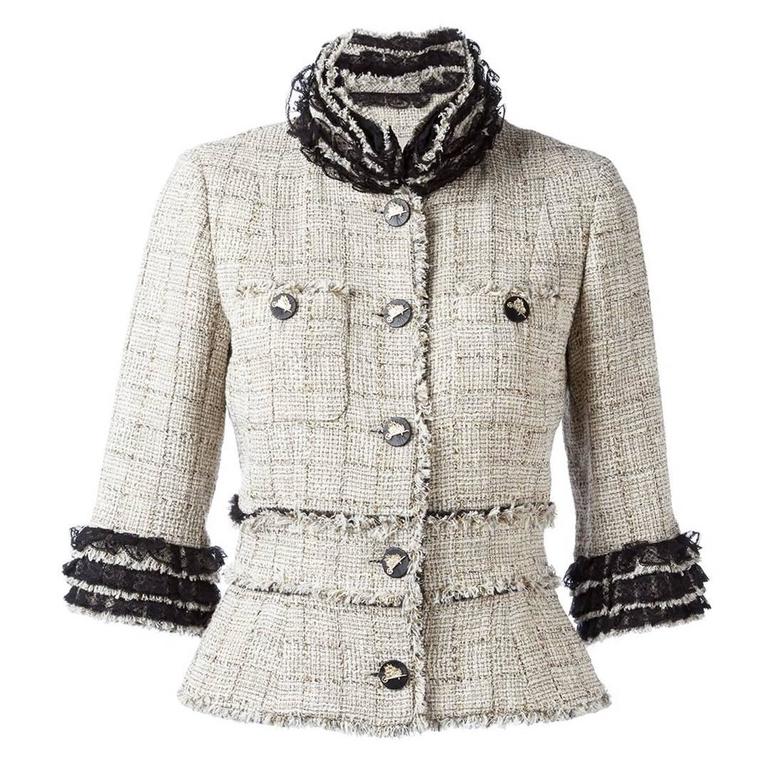 Chanel Fringed Tweed Jacket at 1stDibs