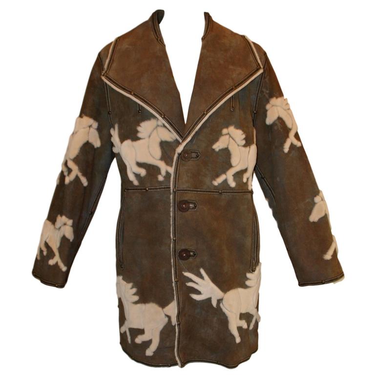 Vintage 1980's Zuki Reversible Western Horse Sheared Beaver and Leather ...