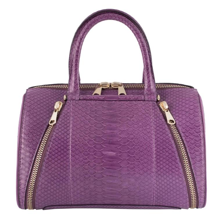VBH Parker 31cm Shiny Viola Python Boston Tote For Sale at 1stDibs