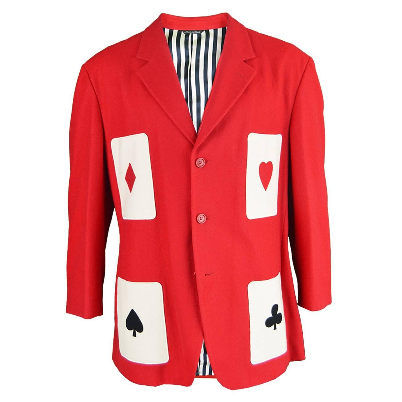 Moschino Men's Eccentric Red Playing Card Jacket, 1990s. For Sale at ...