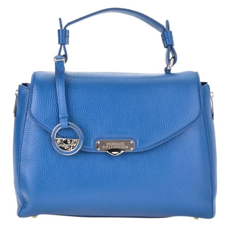 Pebble Leather Blue Satchel at 1stDibs