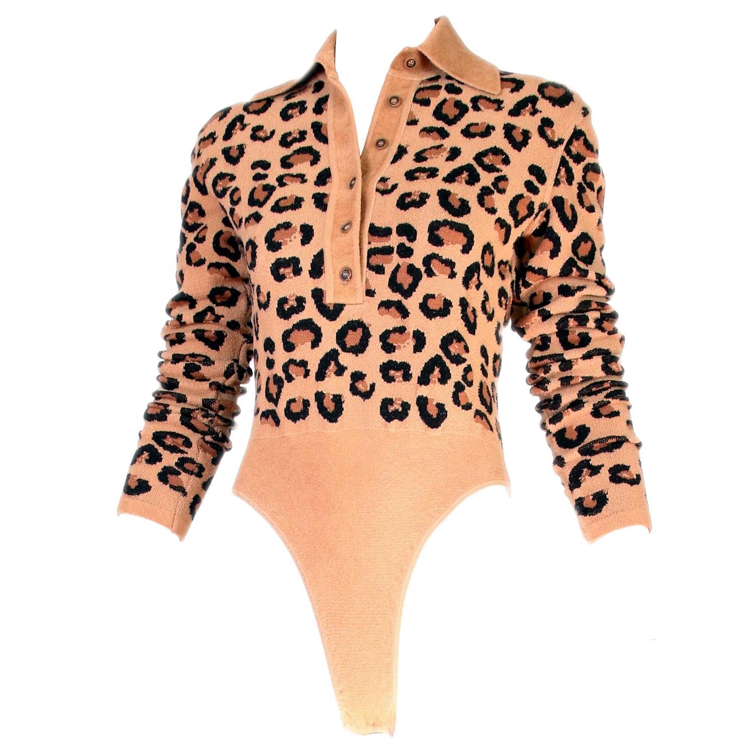 Iconic Vintage Alaia Leopard Print Bodysuit at 1stdibs