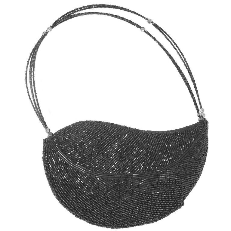 Beautiful Bugle Bead Leaf Hand Bag For Sale at 1stDibs