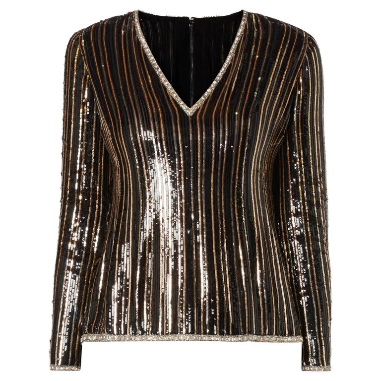 Yves Saint Laurent Haute couture black top, circa 1974 For Sale at 1stDibs