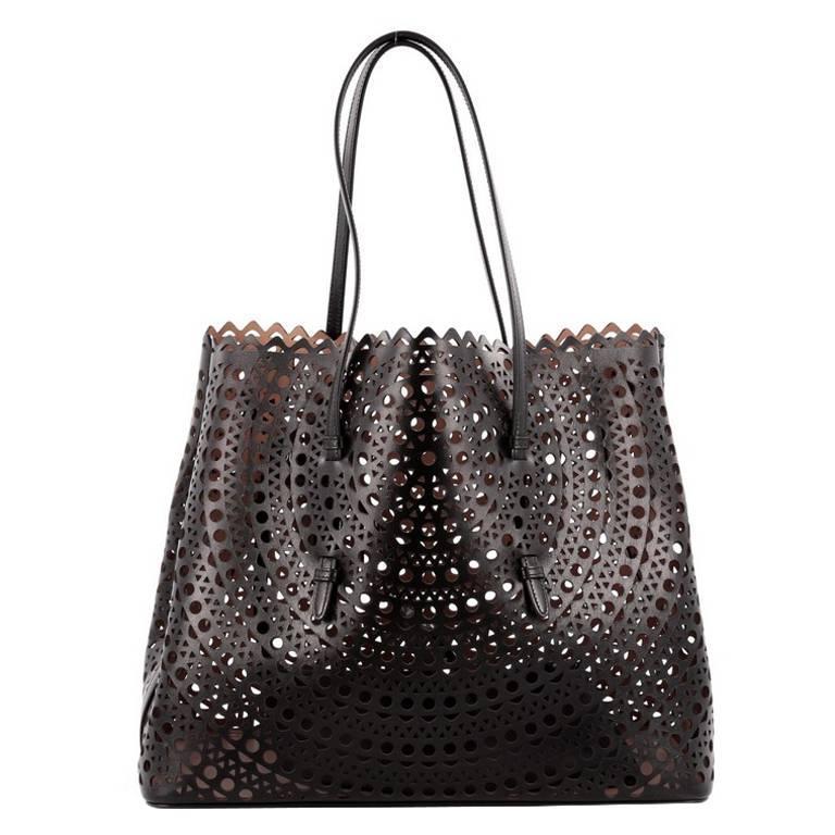 Alaia Open Tote Laser Cut Leather Large at 1stDibs