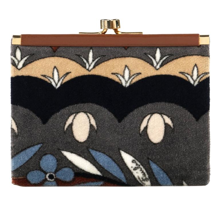 EMILIO PUCCI c.1960's-1970's Brown Multicolor Velvet Leather Coin Purse ...