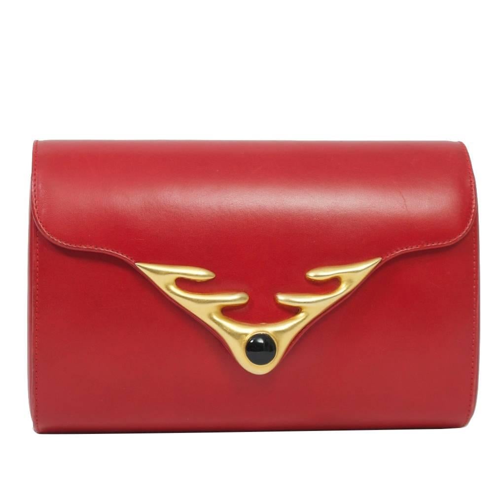 Zushi Handpainted Red Snake Clutch For Sale at 1stDibs | red zushi