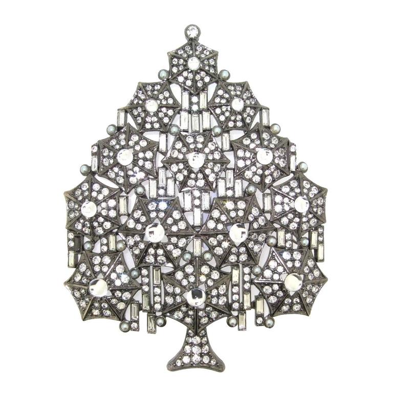 Large Christmas Tree Brooch by Cristobal London For Sale at 1stDibs