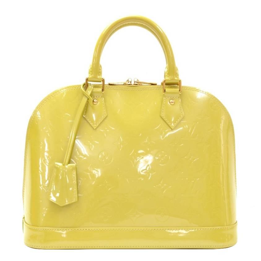Louis Vuitton Alma Lime Green Vernis Leather Hand Bag at 1stDibs | lime ...