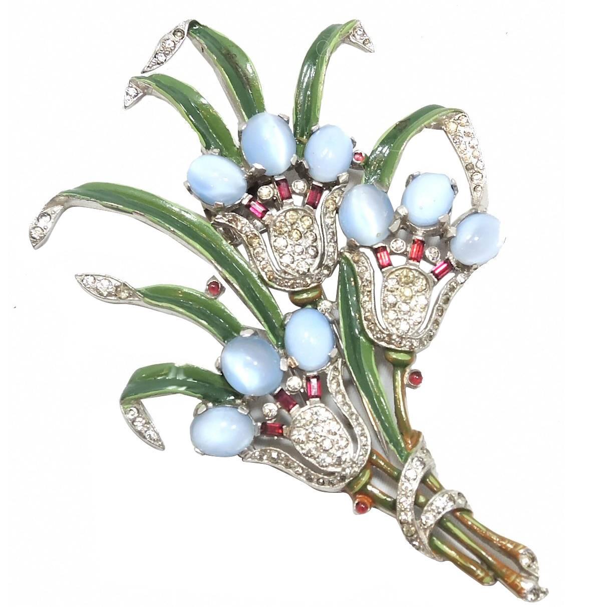 Vintage 1930’s Alfred Philippe “Trifari” Book Piece Floral Fur Clip at ...