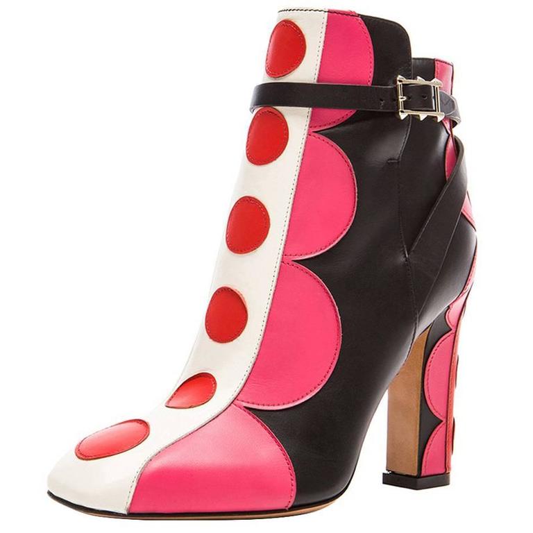 Valentino NEW and SOLD OUT Multi Color Leather Ankle Booties Boots in ...