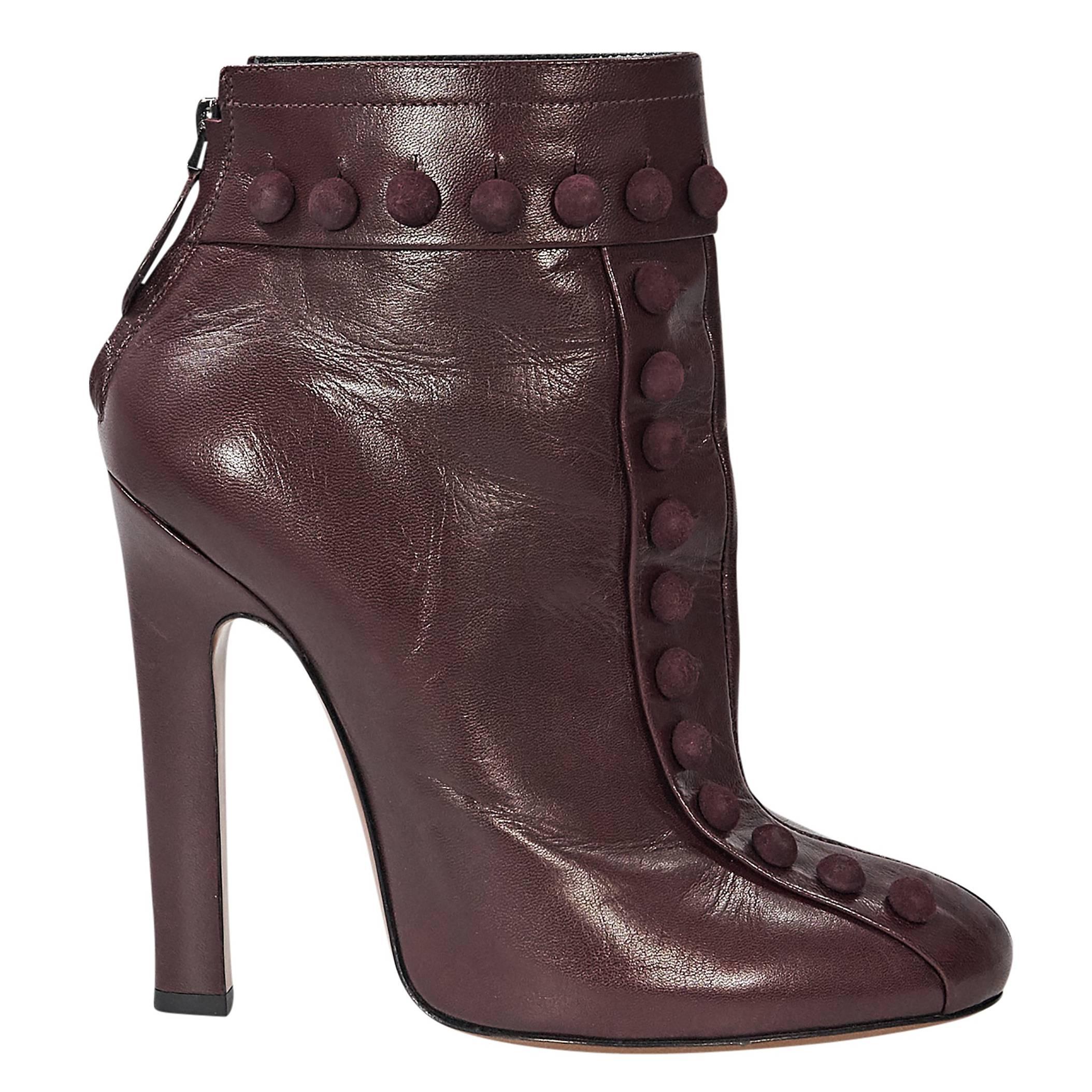 Cranberry Alaia Leather Ankle Boots For Sale at 1stDibs