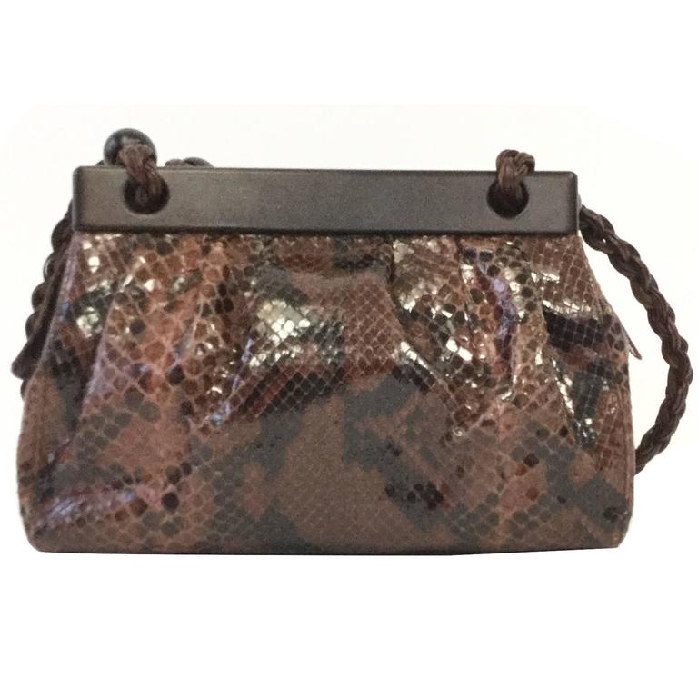 Suarez New York Vintage Italian Cinnamon Brown Python Shoulder Bag at ...