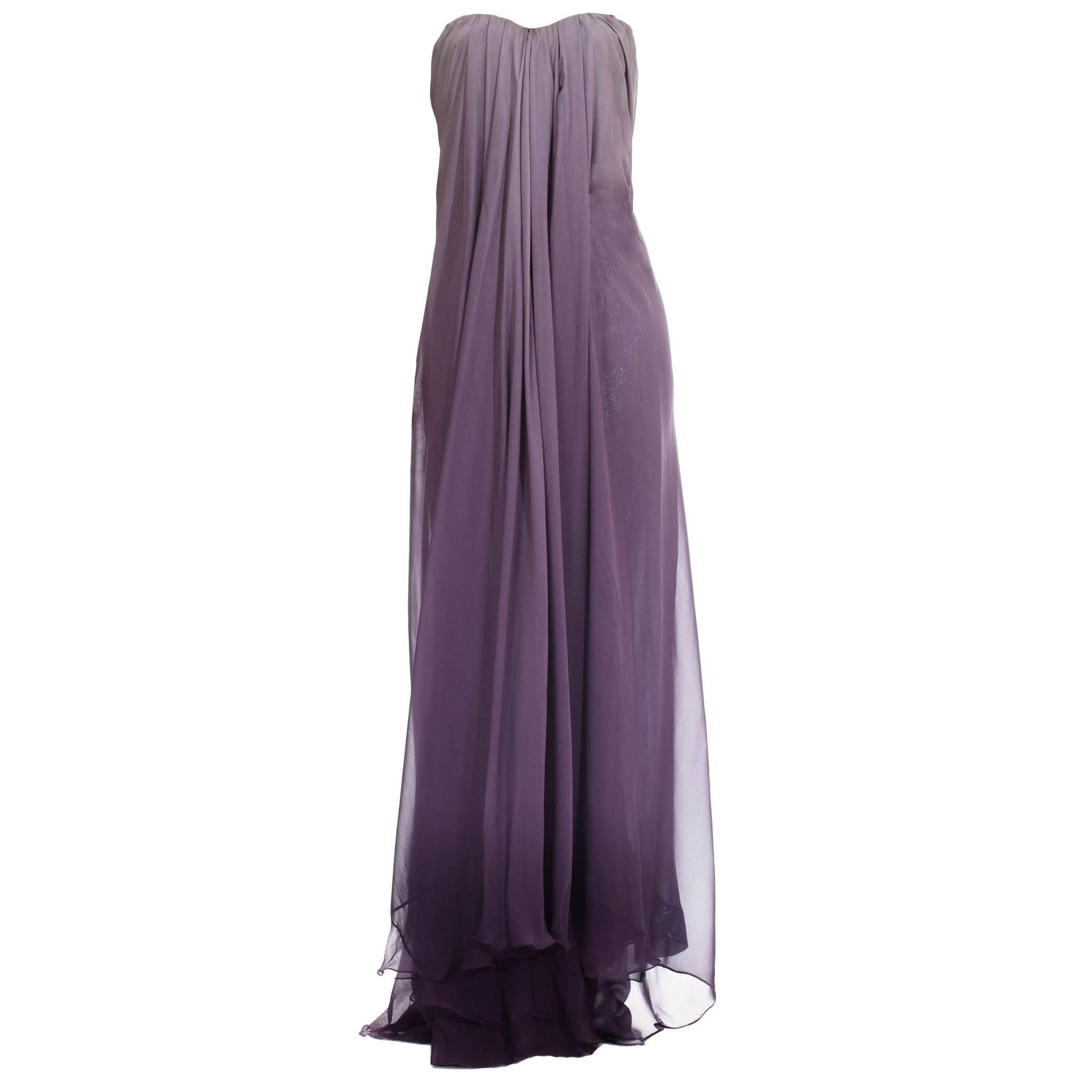 Morphew Collection Jade Piano Shawl Backless Dress with Fringe Train ...