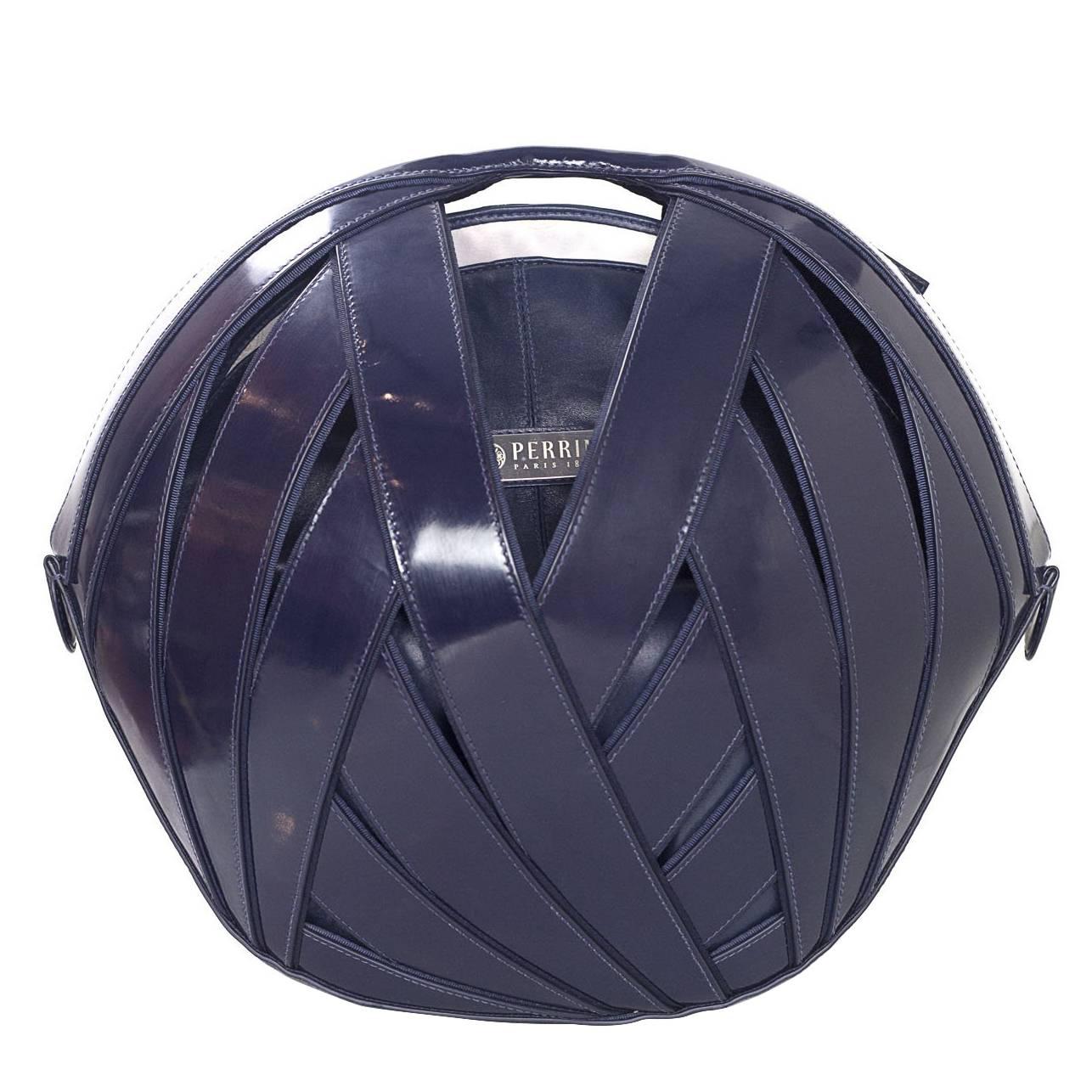 Perrin Large Navy Patent Ball Bag rt. $1,600 For Sale at 1stDibs