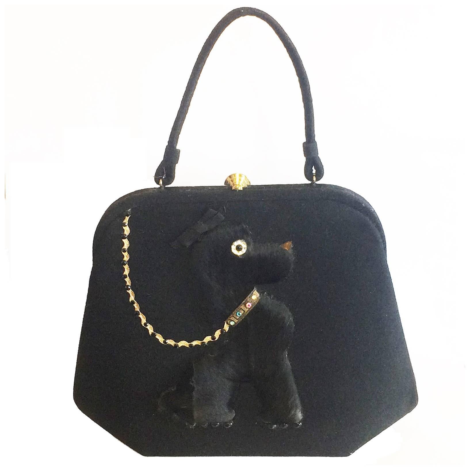 Black 1950s Poodle Purse by Soure New York at 1stDibs