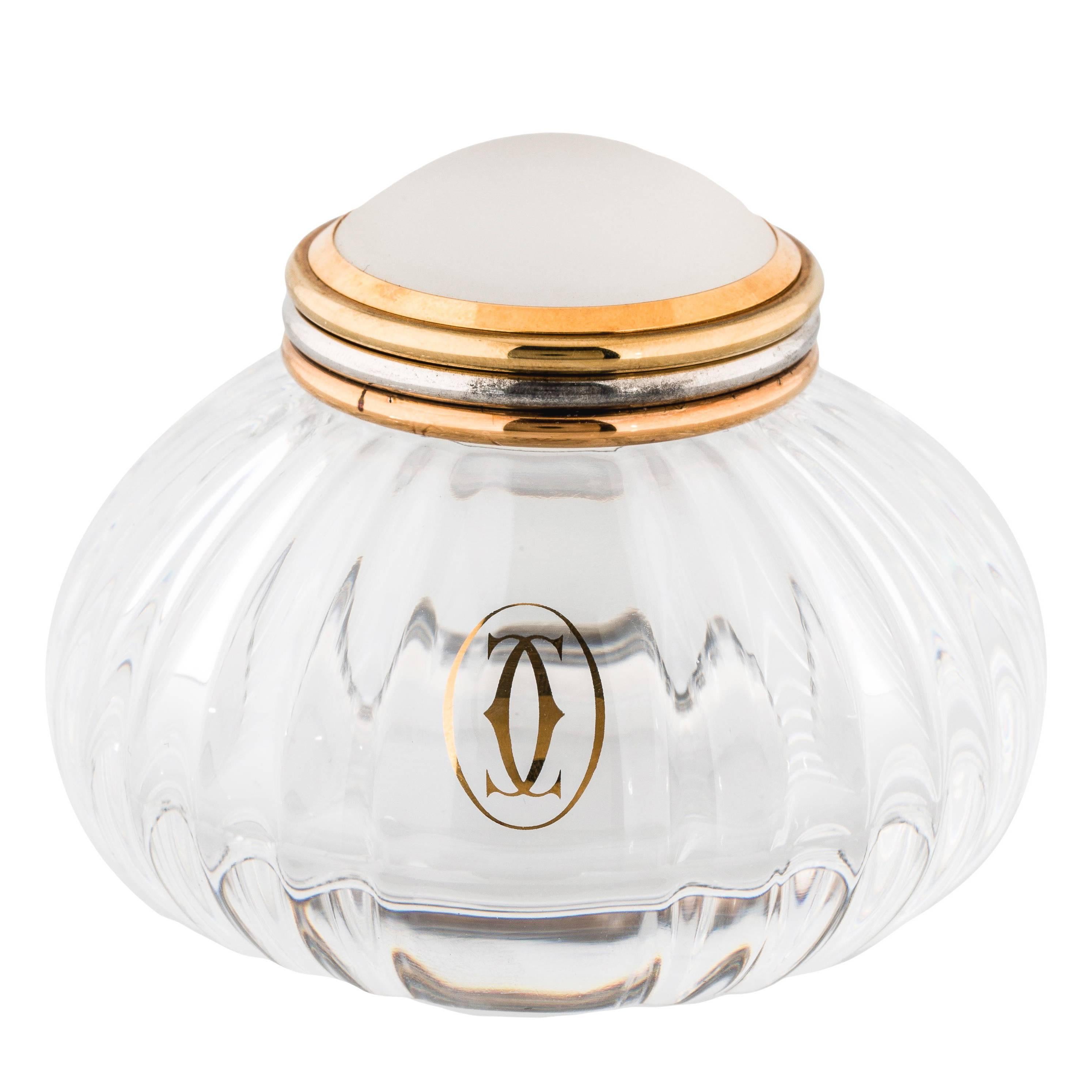 Cartier Vintage Crystal Glass Men's Women's Gold Ring Jewelry Inkwell ...