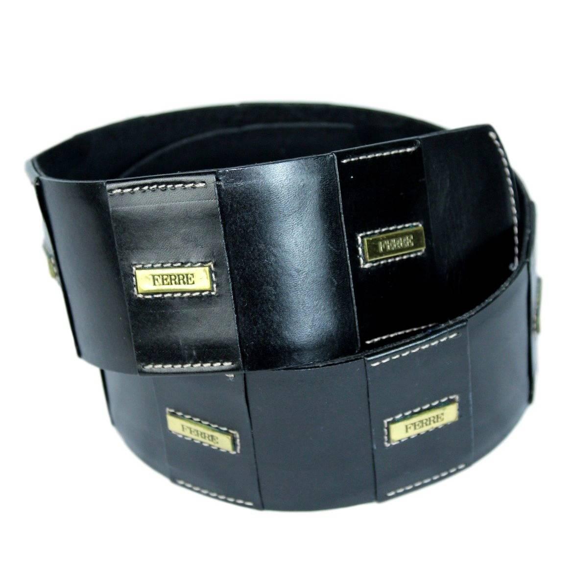 1980s Gianfranco Ferrè Black Leather Slave Belt For Sale at 1stDibs