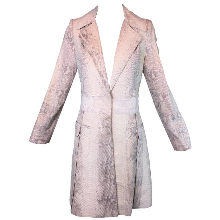 Jean Claude Jitrois Beige Python Snake Skin Trench Coat Jacket 38 at ...