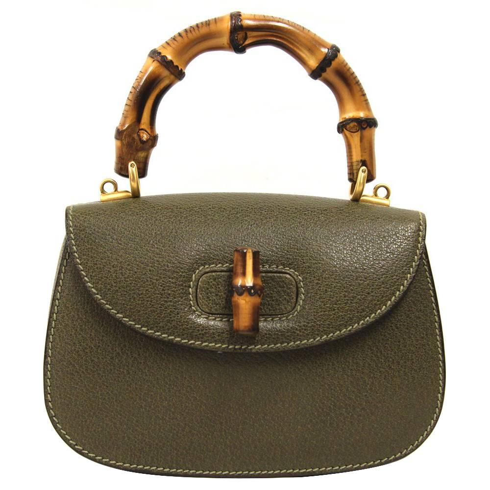 Mini Gucci Bamboo Leather Bag at 1stDibs
