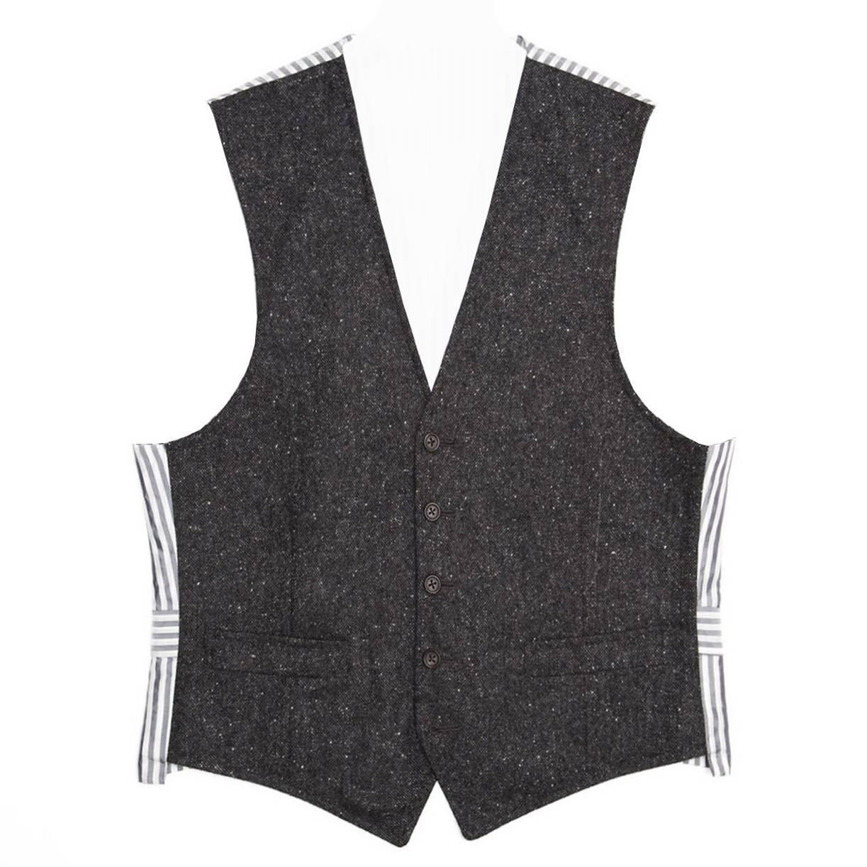 Thom Browne Grey and Ivory Tweed Vest For Sale at 1stDibs | grey tweed vest