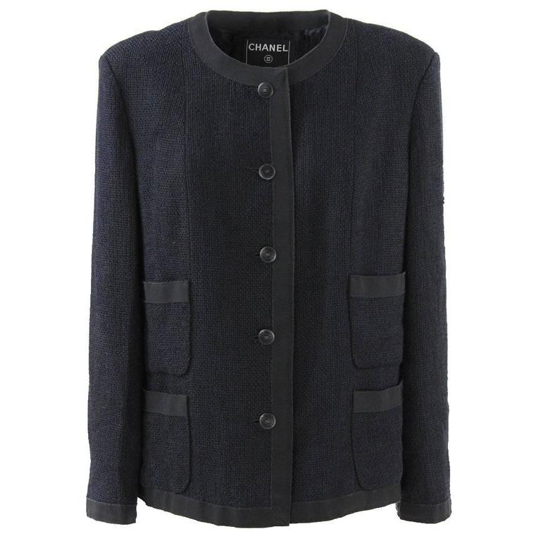 2002 Chanel Black Cotton Blend Jacket at 1stDibs