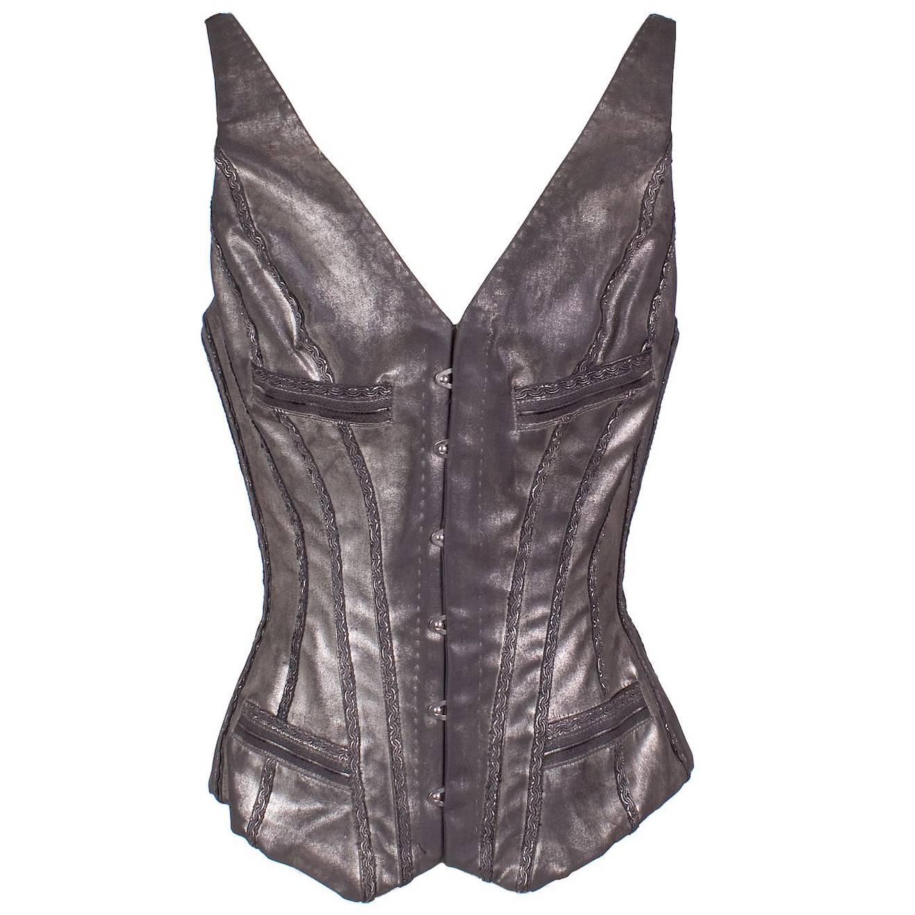 Jean Paul Gaultier Metallic Corset Vest circa 1990s For Sale at 1stDibs