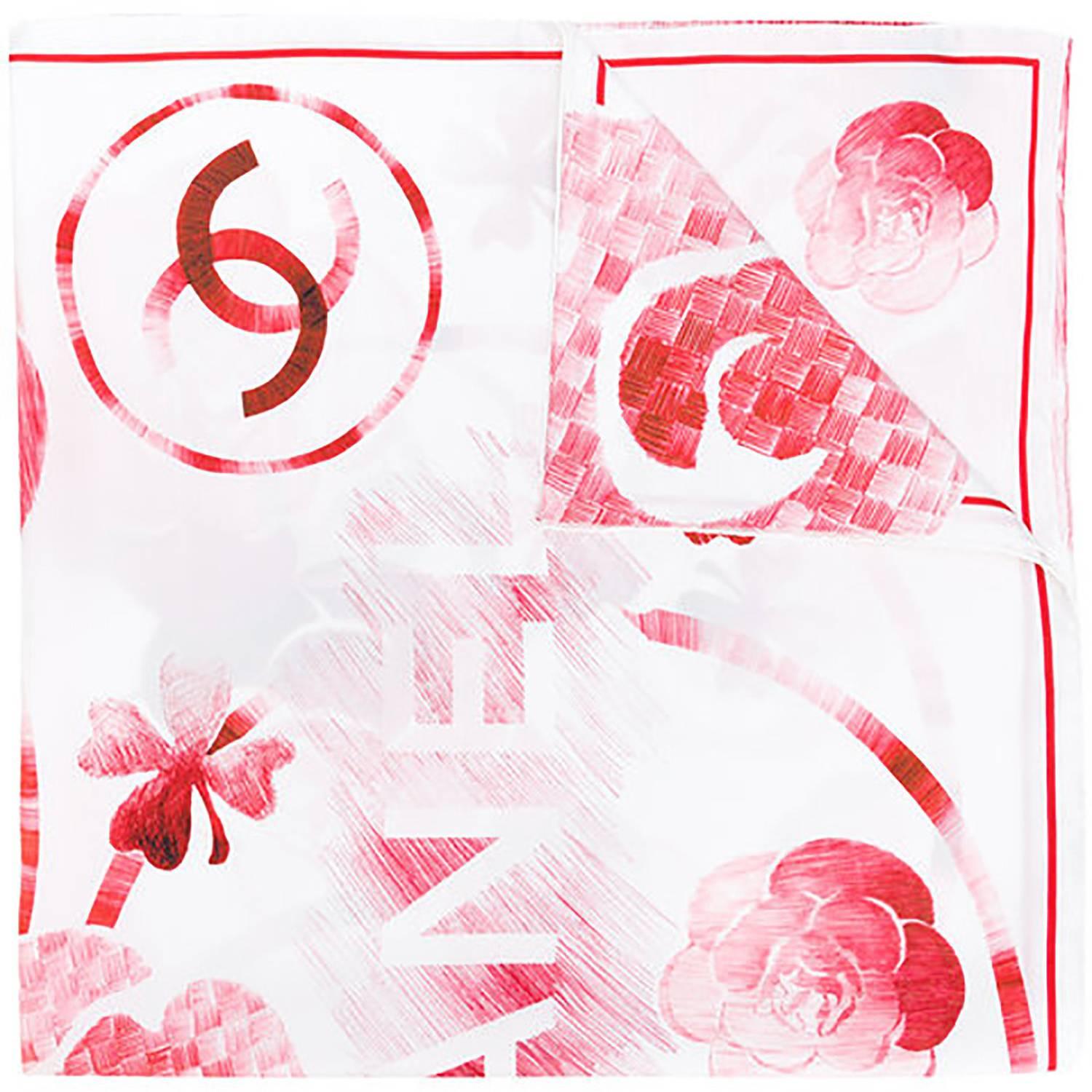 chanel red draft scarf at 1stDibs | draft chanel