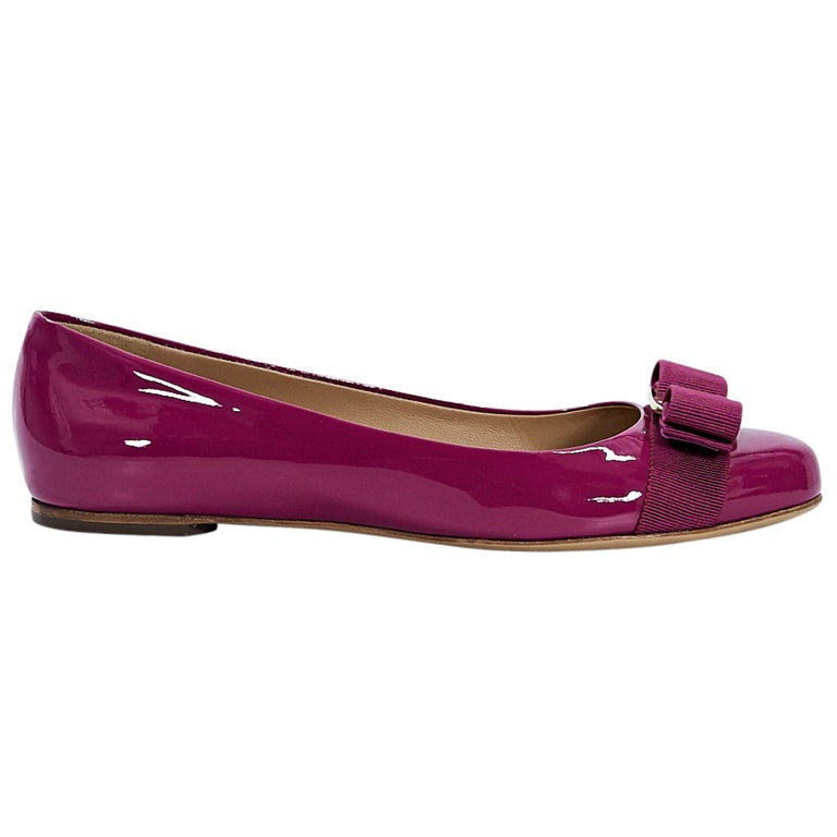 Magenta Salvatore Ferragamo Vara Ballet Flats For Sale at 1stDibs