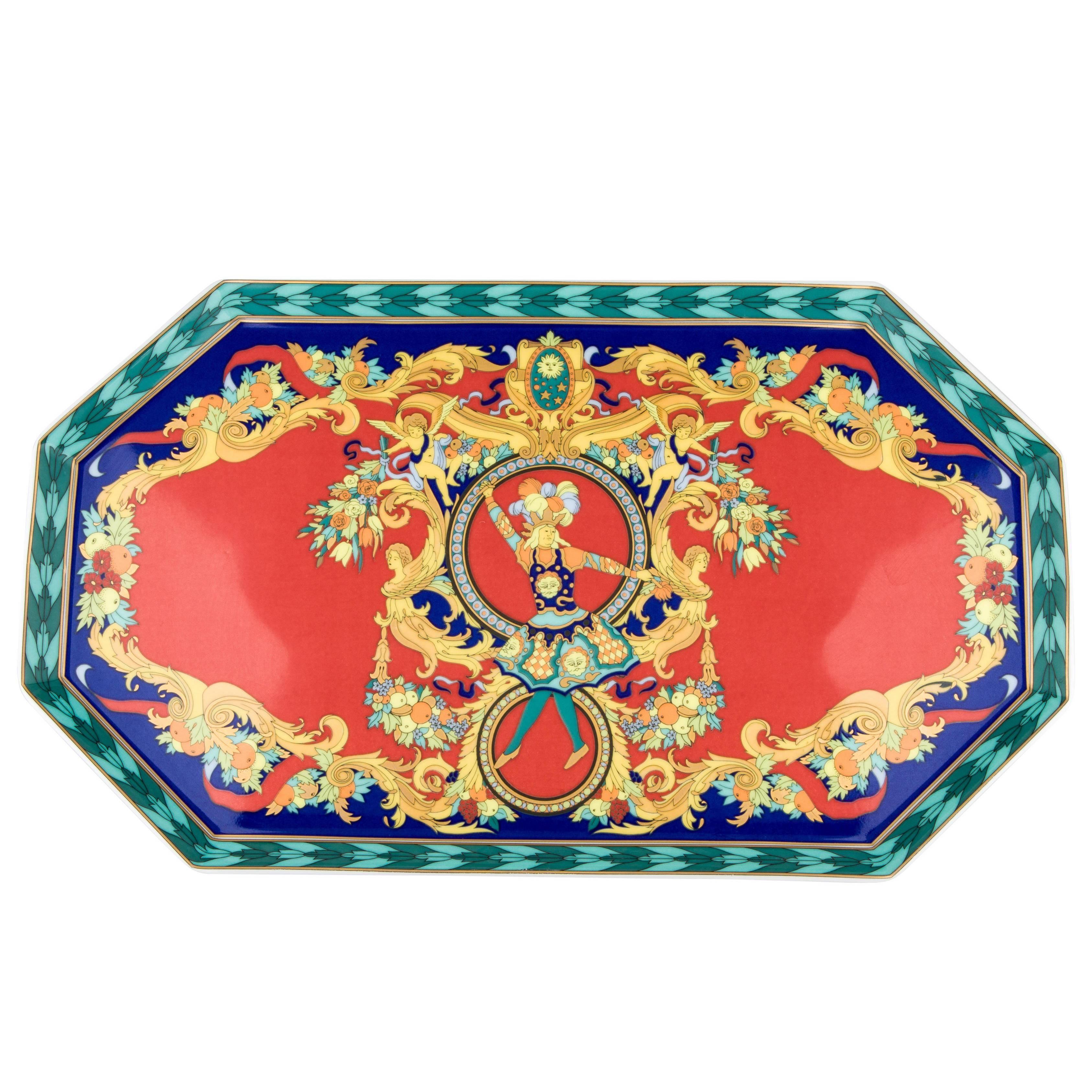Versace Two Piece Porcelain Medusa Head Table Desk Plate Serving Trays ...