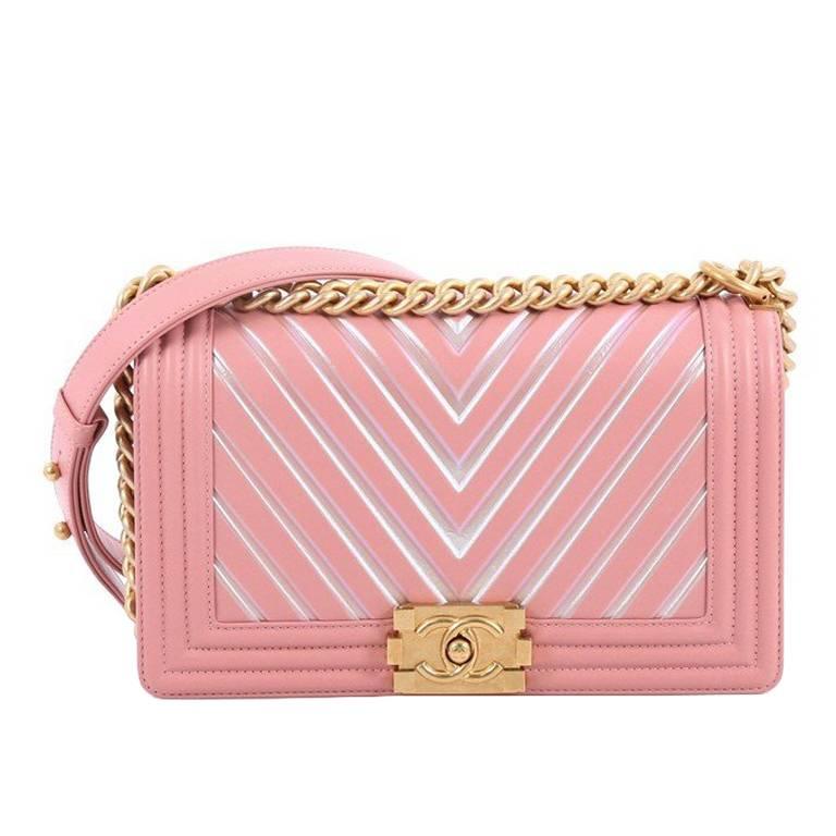Chanel Boy Flap Bag Chevron Painted Calfskin Old Medium at 1stDibs