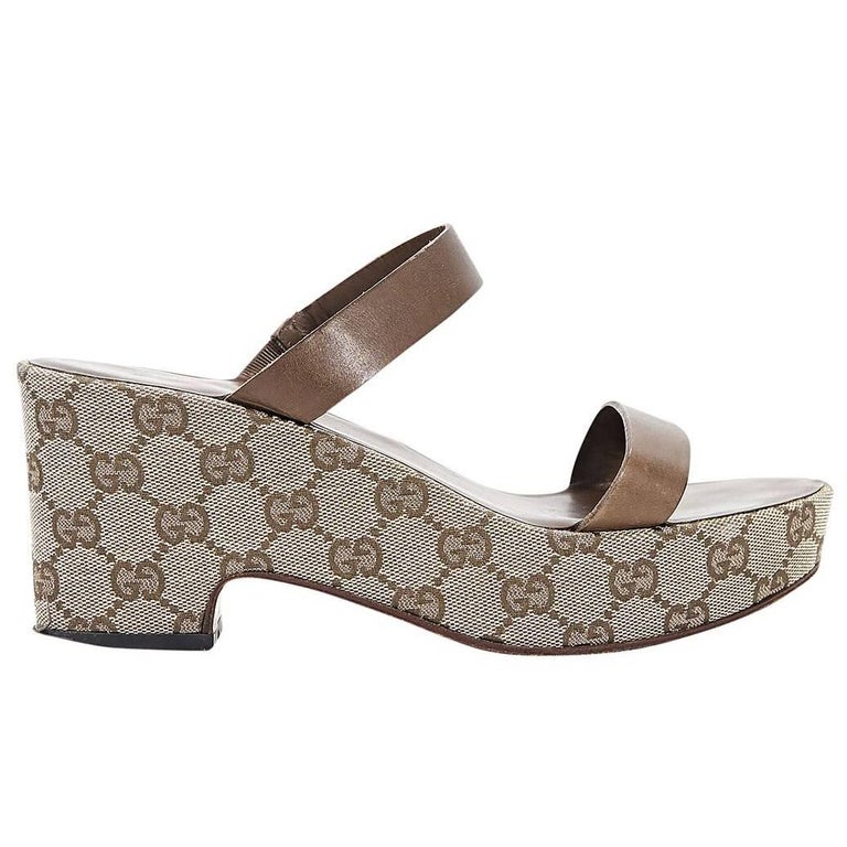 Brown Gucci GG Platform Sandals For Sale at 1stDibs
