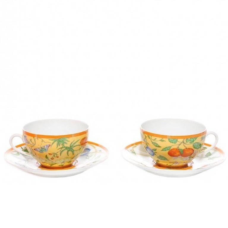 Hermes Porcelain Flower Four Piece Table Dishes Tea Set in Box at ...