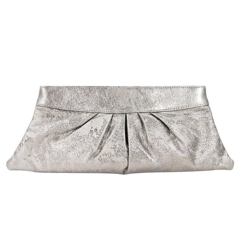 Metallic Grey Lauren Merkin Leather Eve Clutch For Sale at 1stDibs ...