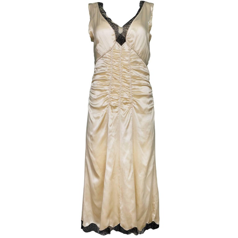 Prada Champagne Silk Ruched Slip Dress sz IT42 at 1stDibs | champagne ...