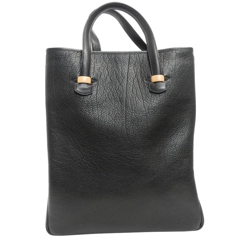 Hermes Black Calf Leather Tote Bag at 1stDibs | hermes leather tote bag