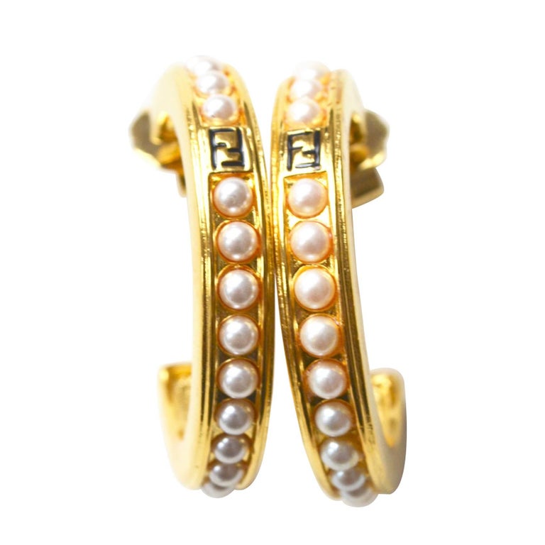 1990s Fendi Hoop Earrings at 1stDibs | fendi earrings