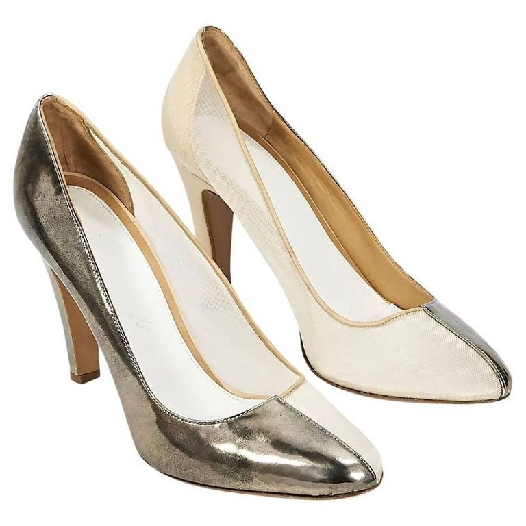 Maison Martin Margiela Silver Half Sheer Pumps For Sale at 1stDibs