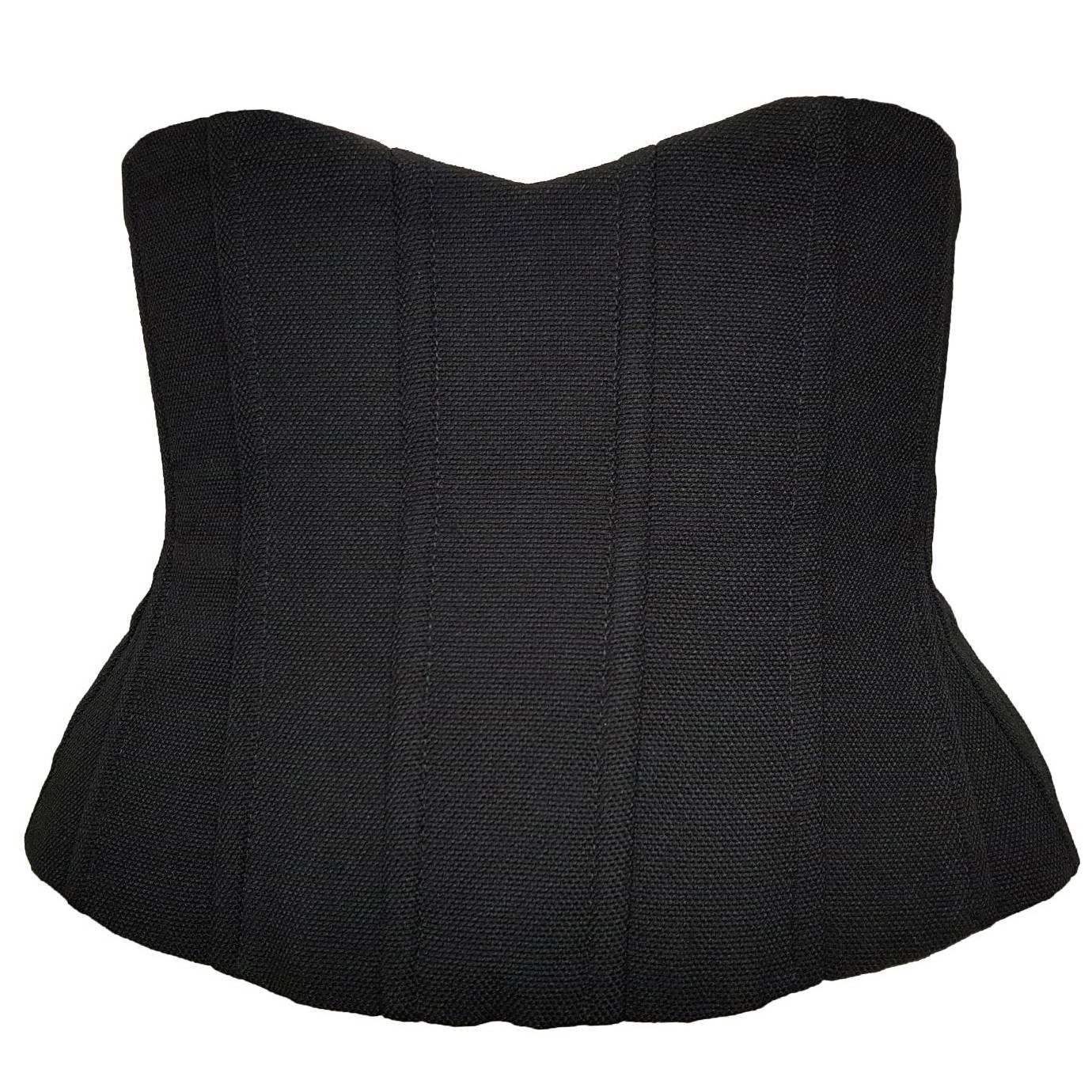 Chanel Black Wide Corset Zip Belt, S / S 1994 For Sale at 1stDibs